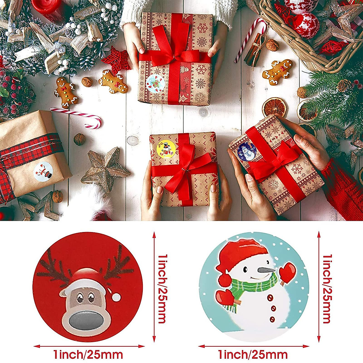 6 Rolls 3000 Pieces Christmas Stickers Round Adhesive Labels Xmas Decorative Stickers Christmas Stickers Labels Roll 1 Inch 48 Designs for Cards Envelopes Boxes