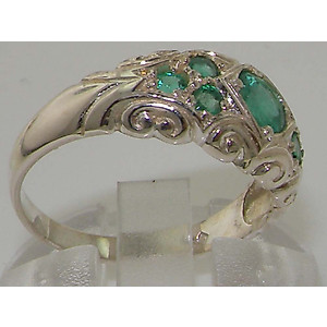 925 Sterling Silver Natural Emerald Womens Promise Ring - Size 8.75
