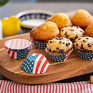 Chef Craft Paper Patterned Cupcake Liners, 50 count, Red/White/Blue