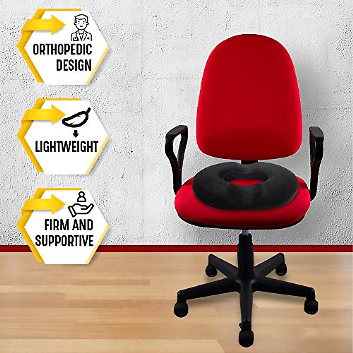 ZIRAKI Donut Pillow Tailbone Seat Cushion - Orthopedic Design | Coccyx Memory Foam Pillow Contoured Luxury Comfort, Pain Relief for Hemorrhoids, Prostate, Pregnancy, Post Natal Sciatica Surgery