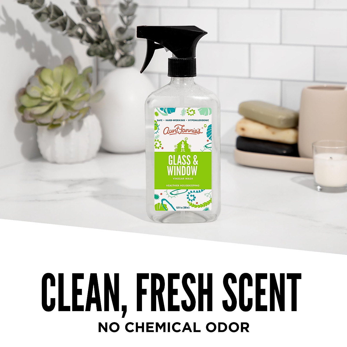 Aunt Fannie's Glass & Window Cleaning Vinegar Spray, Natural Streak-Free Glass and Window Cleaner, 16.9 Ounces (Pack of 1)