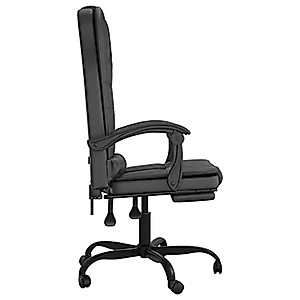 Home Office Chair, Ergonomic Office Chair, Massage Reclining Office Chair Black Faux Leather Suitable for Home Office