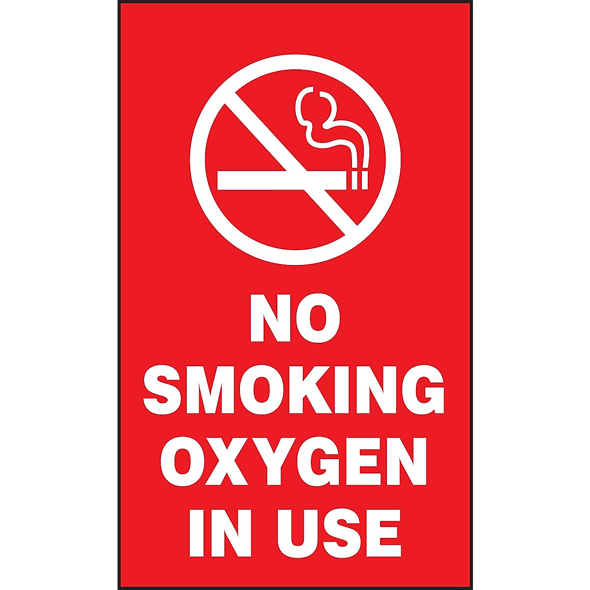 Accuform Signs MGS136 Magnetic Vinyl Patient Care Sign, Legend "NO Smoking Oxygen in USE" with Graphic, 5" Length x 3" Width x 0.034" Thickness, White on Red