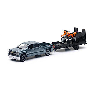 New Ray Toys 1:43 Scale Chevrolet Silverado Pick Up W/Bike or ATV - Assorted Style And Colors