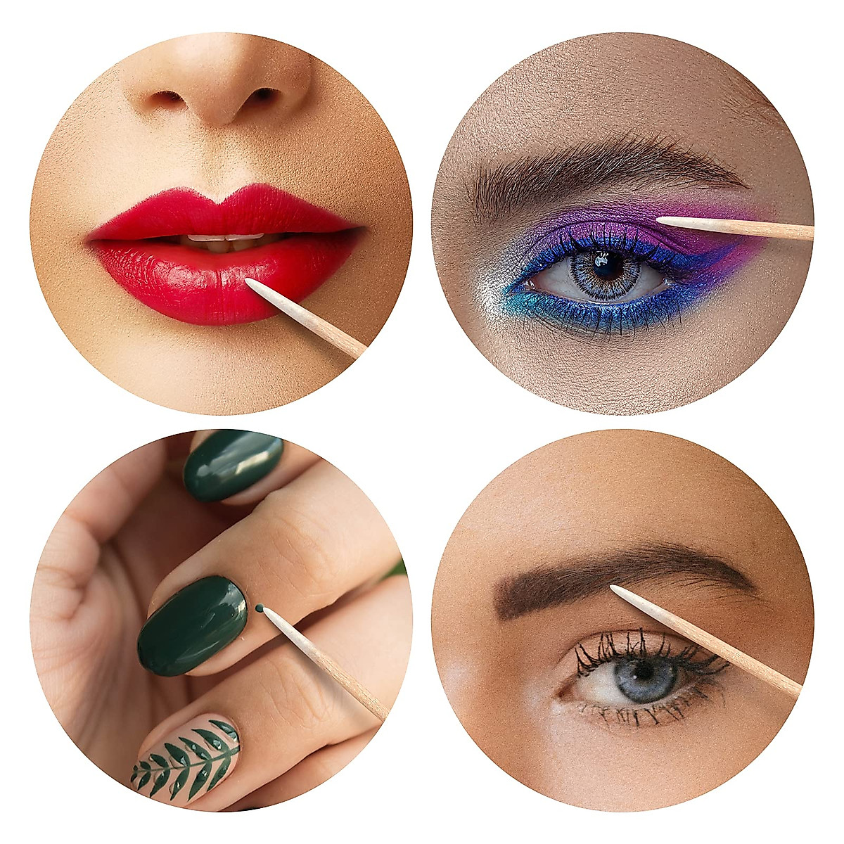 CHEFBEE 500 Count Microblading Cotton Swab Pointed Tip, Wood Cotton Stick Makeup Cosmetic Applicator, Tattoo Permanent Supplies