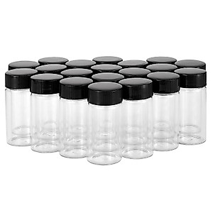 Kesell 20ml Glass Vials with Caps, Small Screw Cap Glass Sample Bottles, Clear Bottle Container, Pack of 20