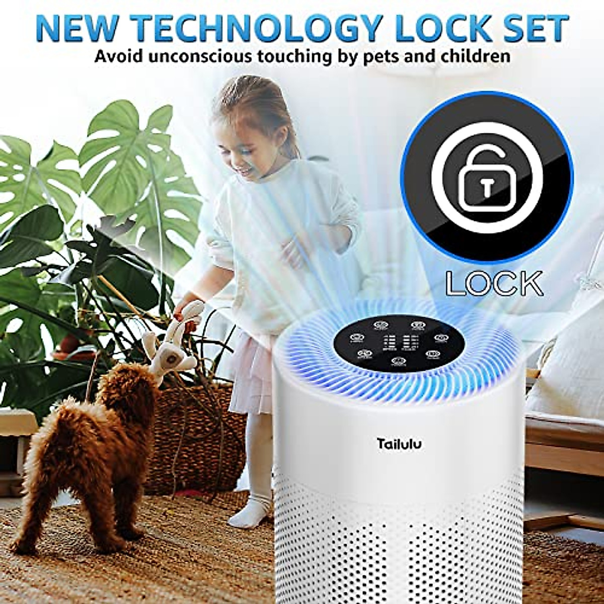 Air Purifier for Bedroom, H13 True HEPA Air Purifier for Home Large Room Up to 1722ft², with Night Light, Sleep Mode for Allergies Pets Dust Smoke Pollen Dander Hair Smell and Dog Odor