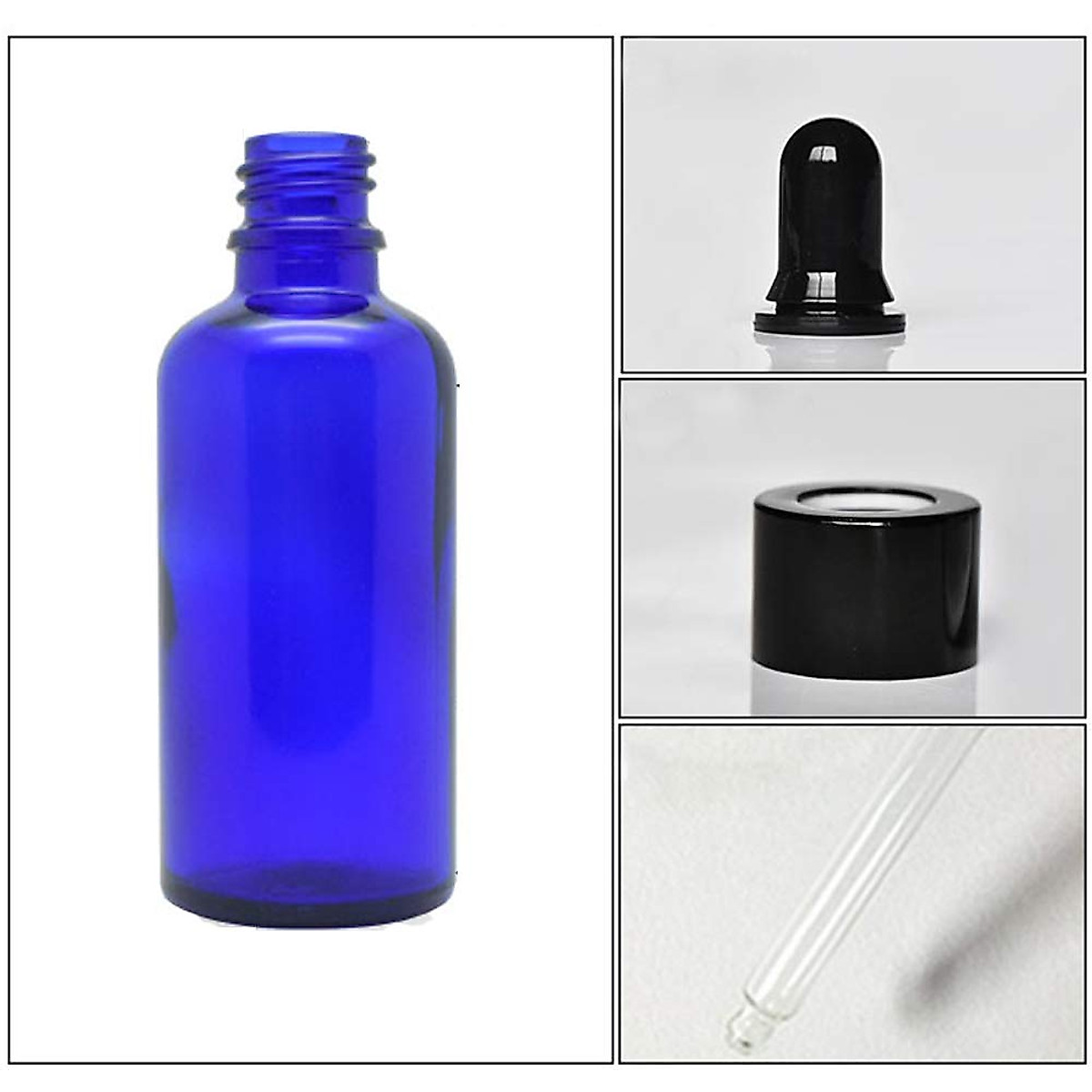 3 Pack 100ml/3.5oz Cobalt Blue Glass Bottles with Glass Eye Droppers Empty Refillable Essential Oils Perfume Dropper Dispenser Sample Travel Makeup Container Storage Vias for Travel Aromatherapy Lab