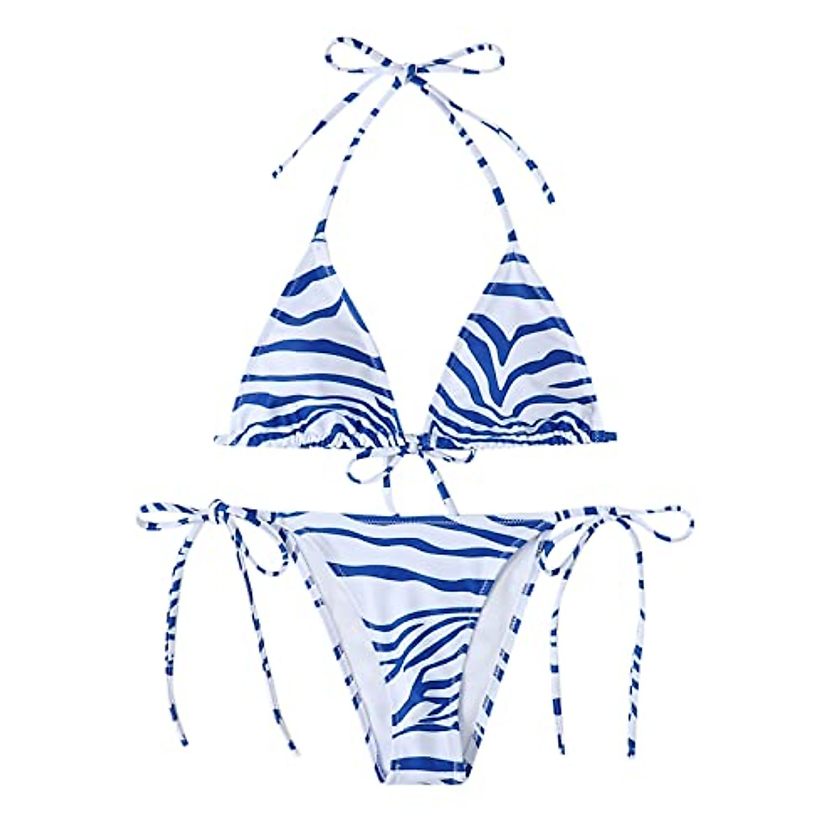 HSSDH Women's Ribbed Triangle Thong Bikini Set Sexy Two Piece Swimsuit Bathing Suit #aal221216- *321-stocking Stuffers for Adults