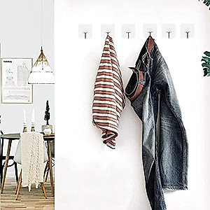 Fotosnow Adhesive Hooks Heavy Duty 15lbs(Max) Transparent Wall Hooks Reusable Seamless Shower Hooks Stick on Hooks for Hanging Bathroom Kitchen Outdoors -10 Pack