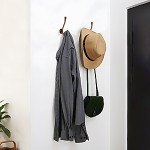 Mafegu 2 Pcs Antique Brass Wall Hanger Clothes Hat Hooks, Simple Light Luxury Style, Backpack Hooks, Towel Hooks, Shoe Closet Wardrobe Bathroom Bedroom Wall Hooks (2, Long-Antique Brass)