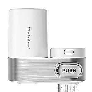 Water Filter for Sink, Ontulor F1 Faucet Water Filter, One-Key Switch Tap Water Purifier for Faucet with 1 Replacement Filter (White)