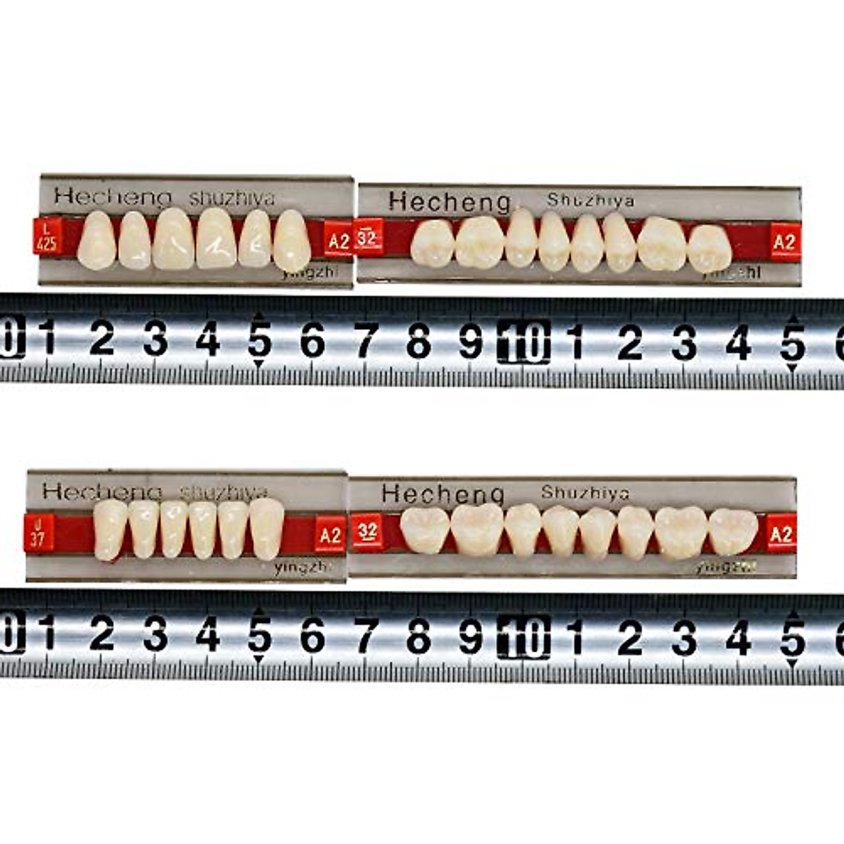 Angzhili 84 Pcs Dental Complete Acrylic Resin Denture False Teeth 3 Sets Synthetic Polymer Resin Denture Teeth 23 Shade A2 Upper + Lower Dental Materials