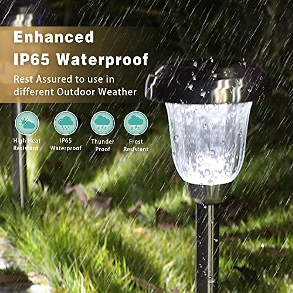 SyouHome Solar Pathway Lights Outdoor Waterproof, 4.5"x17.5" Solar Garden Light Supper Bright Up to 14 Hrs Glass Stainless Steel Metal Auto On/Off Solar Powered LED Landscape Lighting for Yard 4 Pack