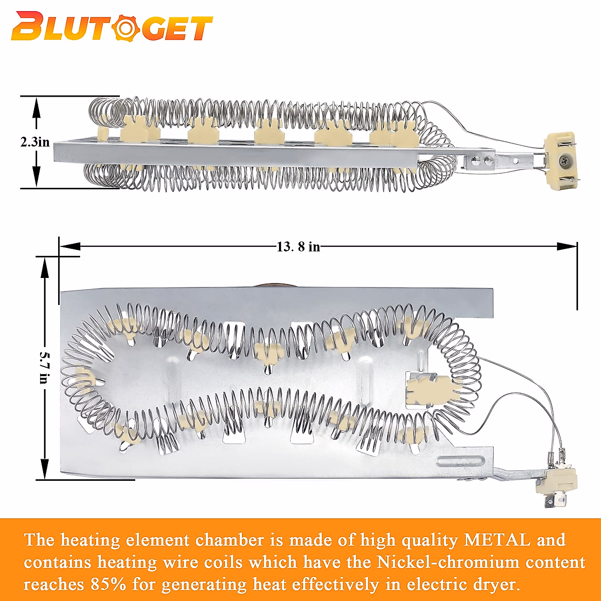 3387747 W11344457 Dryer Heating Element by Blutoget - Fit for Whirlpool Amana Ken-more Kitchen-Aid Dryer - Replaces PS11741416 WP3387747 W11045584 AP6008281 AP2947033 PS344597 MEDC700VW0 GEW9200lW1