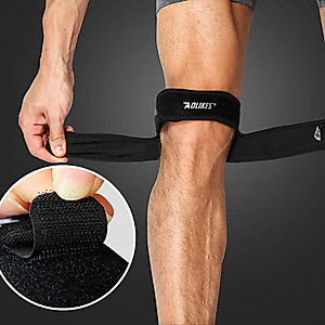 Mcolics Patella Tendon Support Knee Strap for Knee Pain Relief, Adjustable Neoprene Knee Brace for Hiking, Running, Arthritis, ACL, Meniscus Tear, Jumper, Volleyball & Squats, 1 Piece (Black)