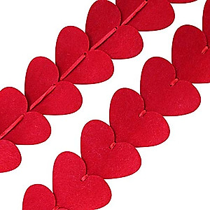72 Red Hearts Felt Garland - NO DIY - Valentines Day Red Heart Hanging String Garland - Valentines Day Decor - Valentine Decorations - Valentines Wedding Anniversary Birthday Party Supplies