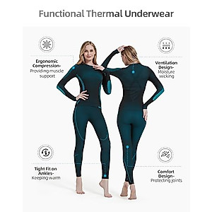 NOOYME Thermal Underwear for Women Base Layer Women Cold Weather,Long Johns for Women Classic Blue