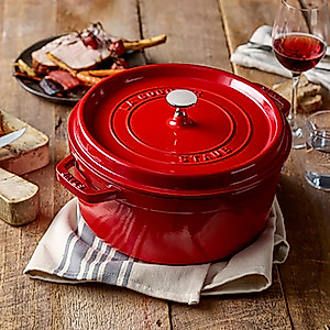 Staub Cast Iron 5.5-qt Round Cocotte - Cherry, Made in France