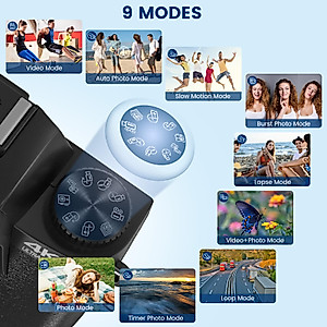 Digital Camera VJIANGER 4K Vlogging Camera 64MP Mirrorless Cameras for Photography with WiFi, 52mm Fixed Lens, 4.0" Fixed Touch Screen, 32GB SD Card & Camera Bag(W05-BlackS1)