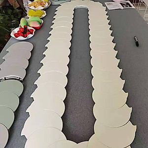 WMQ Household Long Table Rotating Manual Dining Table, Turntable Oval Dining Table, Turntable Adjustable Length Turntable, white