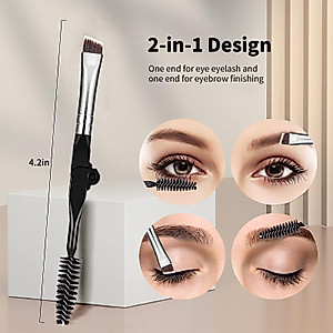 MSQ Eyebrow Brush and Comb Folding Eyelash Brush Eyelash Separator Eye Brow Comb & Spoolie Brush Professional Mascara Brushes Eye Makeup Tools Set 4PCS