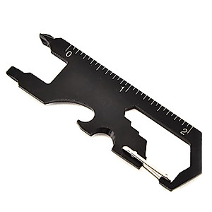 High Strength Measuring Rule Carabiner Tool, Mini Portable Multifunctional Screwdriver Keychain, Slim Design Fits in Your Pocket, Survival Credit Card Multitool Cool Gadget Gifts for Men Women Black