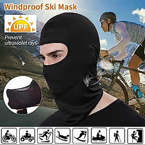 Balaclava Face Mask UV Protection for Men Women Sun Hood Lightweight Ski Motorcycle Running Riding (Black)