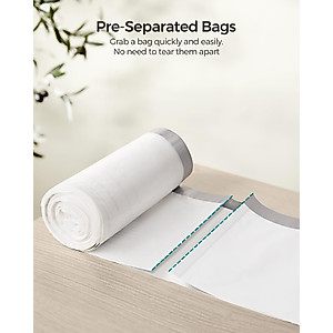 SONGMICS Trash Bags for 12-14.5 Gallon (45-55L) Trash Cans,80 Count Drawstring Kitchen Garbage Bags, Pre-Separated, Liner Code 055A01, 2 Rolls,White UKRB055A02