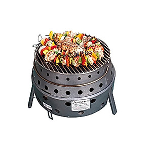 Volcano Grills 3-Fuel Portable Camping Stove/Fire Pit, Charcoal, Collapses down to 5 inches; for convenient portability and storage (VL-20-300)