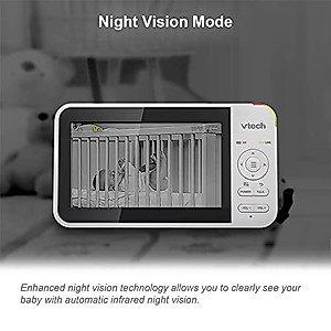 VTech VM924 Remote Pan-Tilt-Zoom Video Baby Monitor, 5" LCD Screen, Up to 17 Hrs Video Streaming, Night Vision, Up to 1000ft Range, Soothing Sounds, 2-Way Talk, Temperature Sensor,Secured Transmission