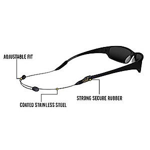 Cablz Zipz Adjustable Eyewear Retainer | Adjustable, Lightweight, Low Profile, Off-The-Neck Eyewear Retainer Strap | Black | 18" w/Regular Tip