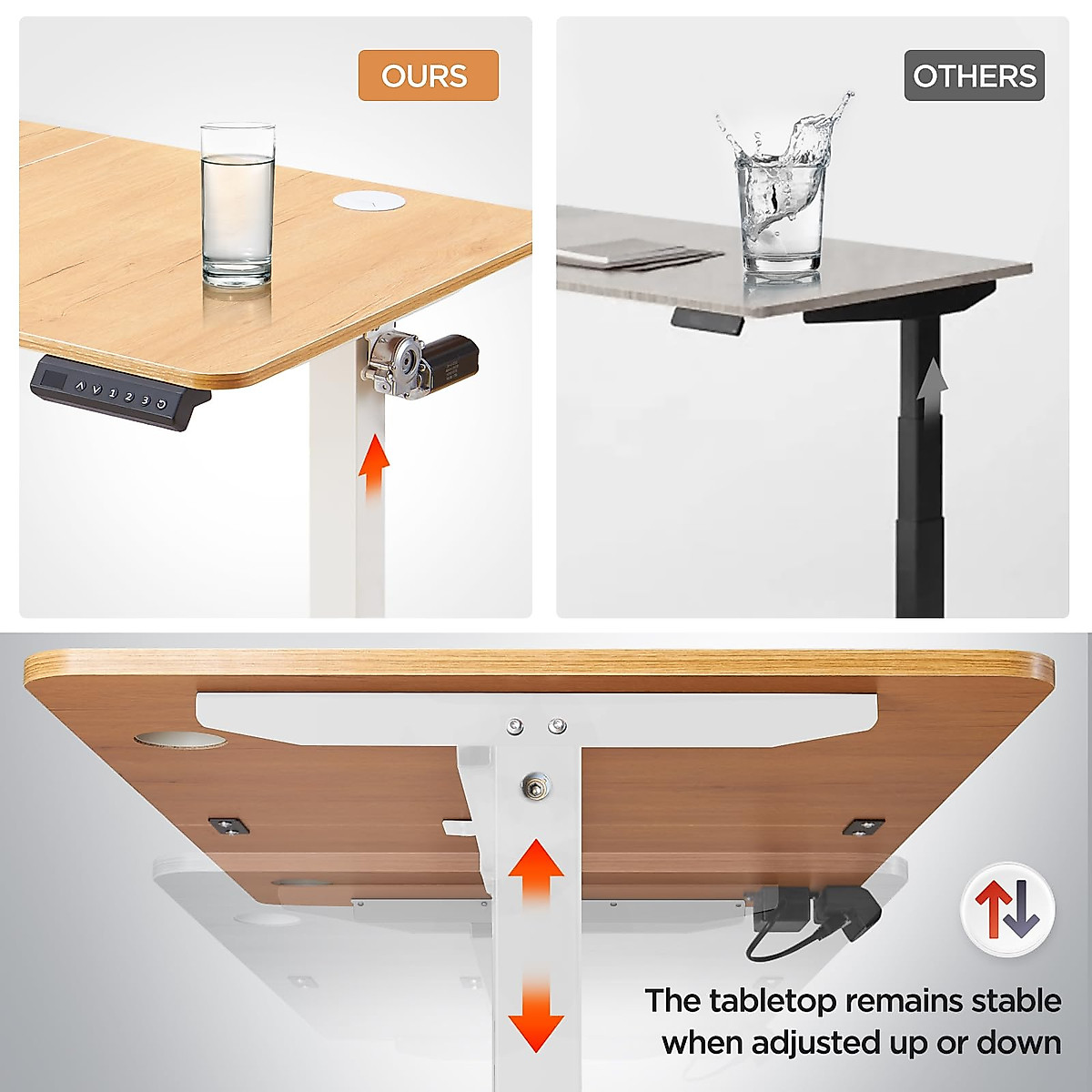 Electric Standing Desk Adjustable Height Computer Desk Standing Desk Adjustable Height Electric Standing Desk Adjustable Height with Memory Height Setting Quiet Lifting 42.5’’x 23.6’’ Thick 0.59’’