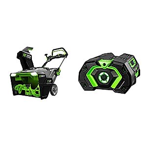EGO Power+ SNT2112 Peak Power Snow Blower with Steel Auger - 5.0Ah Battery and Dual Port Charger Included, Black & BA2800T 56-Volt 5.0 Ah Battery with Upgraded Fuel Gauge (3rd Generation)