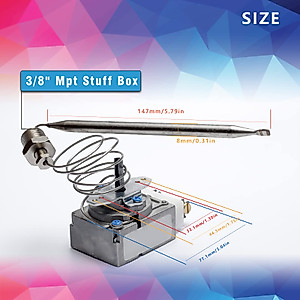 RX-2-24 Thermostat for Fryer 3/8" Mpt Stuff Box, 00-913153 Thermostat RX Series Millivolt Thermostat RX-10-24 compatible with ROBERTSHAW, compatible with Adcraft deep Fryer, 200-400F