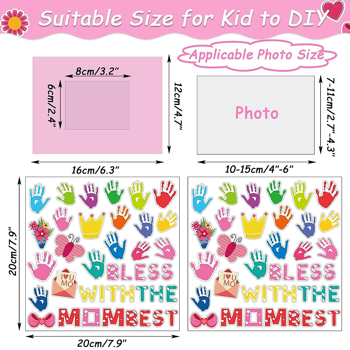 30 Packs Mother's Day Picture Frame Craft Kits for Kids Mother's Daytime DIY Craft Flower Bee Butterfly Easter Art Favor Home Classroom Game Activities Bulletin Board Decoration