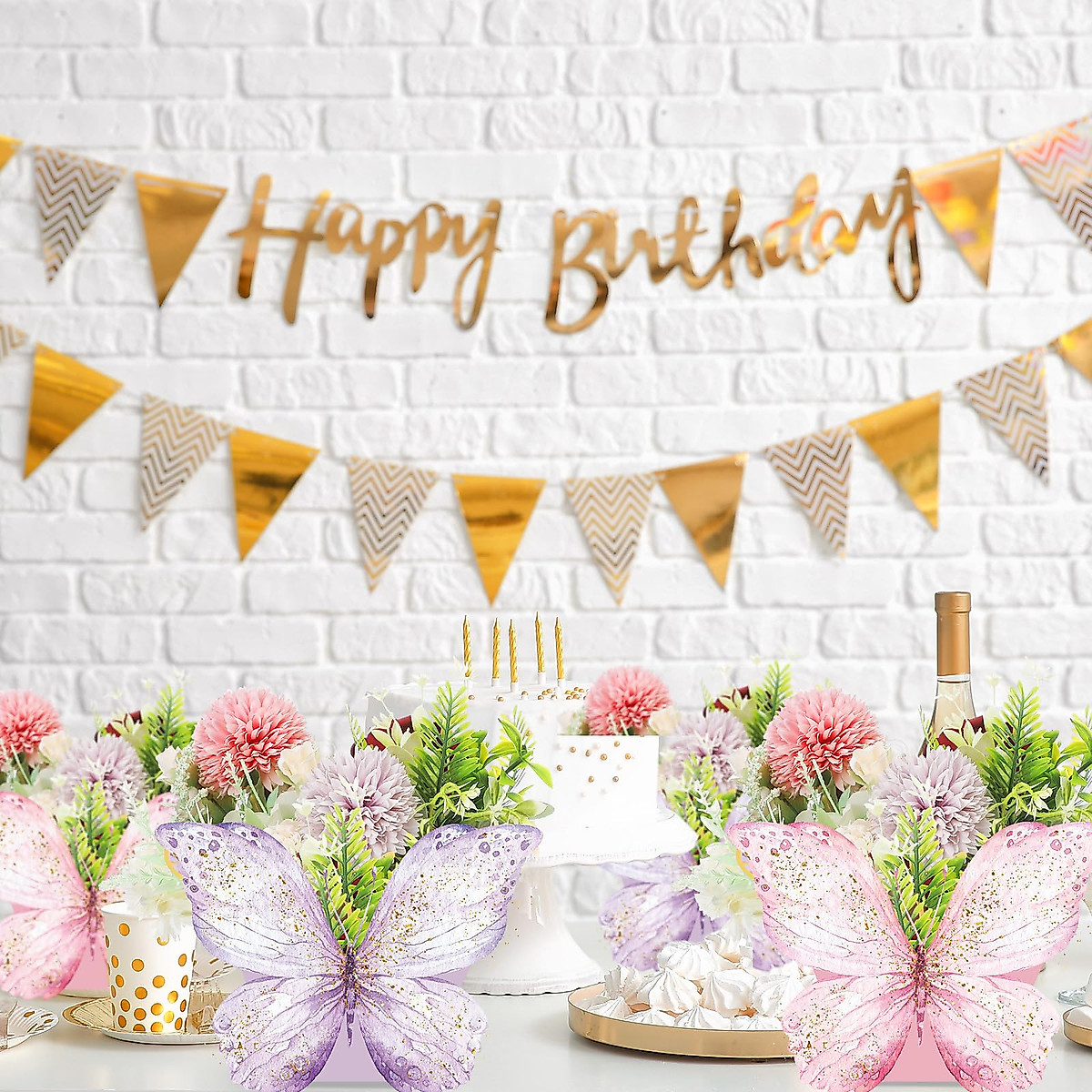 Wettarn 12 Pcs Butterfly Centerpieces Baby Shower for Tables Butterfly Party Favor Decorations Tea Party Butterfly Flower Boxes Table Decorations for Baby Shower Birthday Wedding Garden Tea Party