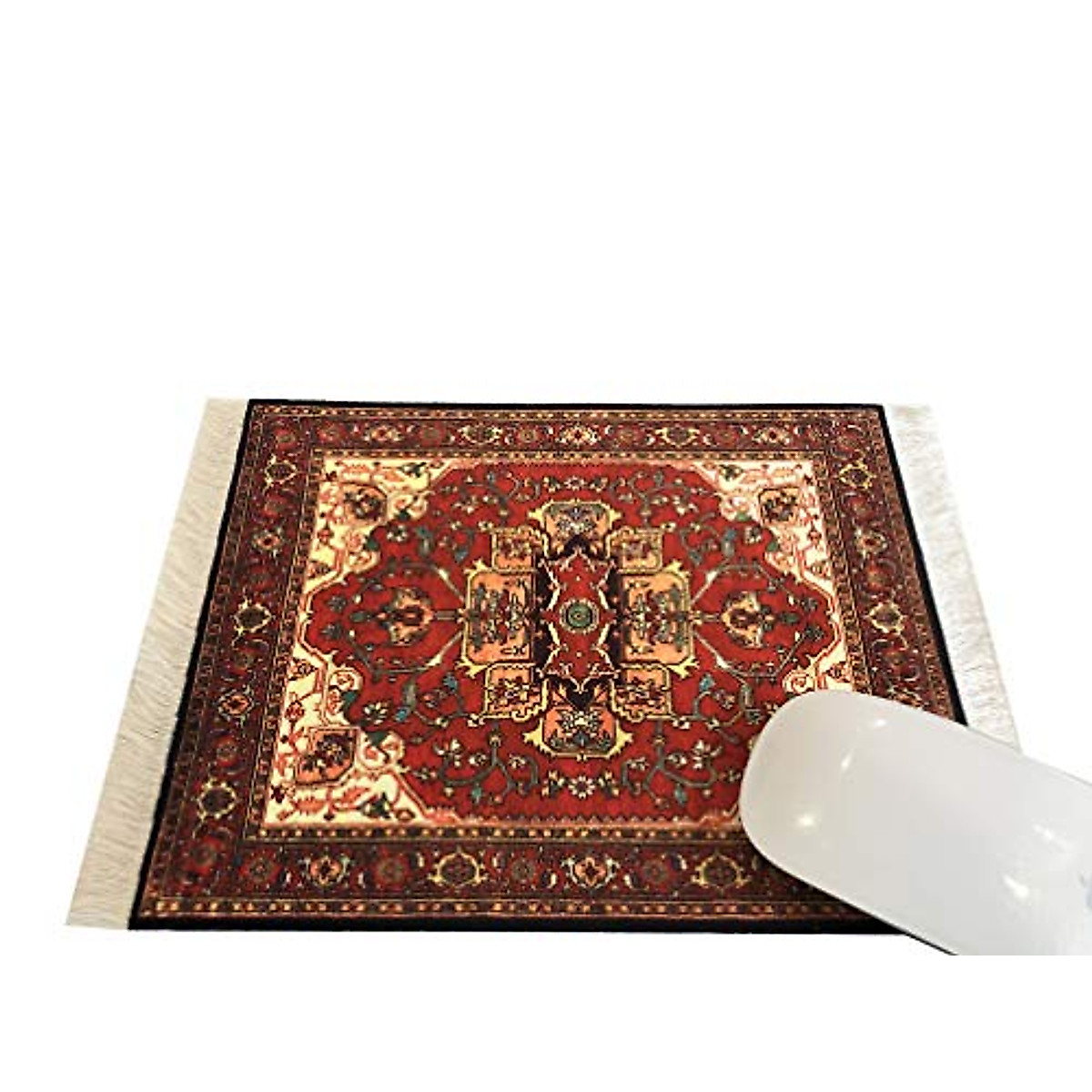 Beautiful Oriental Rug Style Mousepad, Miniature Carpet Computer Mouse Pad, Rectangular, Non-Slip, Elegant Office Accessories