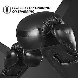 Sanabul Essential Gel Boxing Gloves | Kickboxing Gloves | Punching Bag Gloves for Men and Women, AllBlack 8 oz