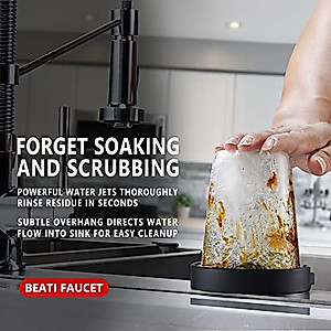 Beati Faucet Glass Rinser for Kitchen Sinks,Cup Baby Bottles Washer Cleaner,Kitchen Sink Accessories,Wet Bar Matte Black
