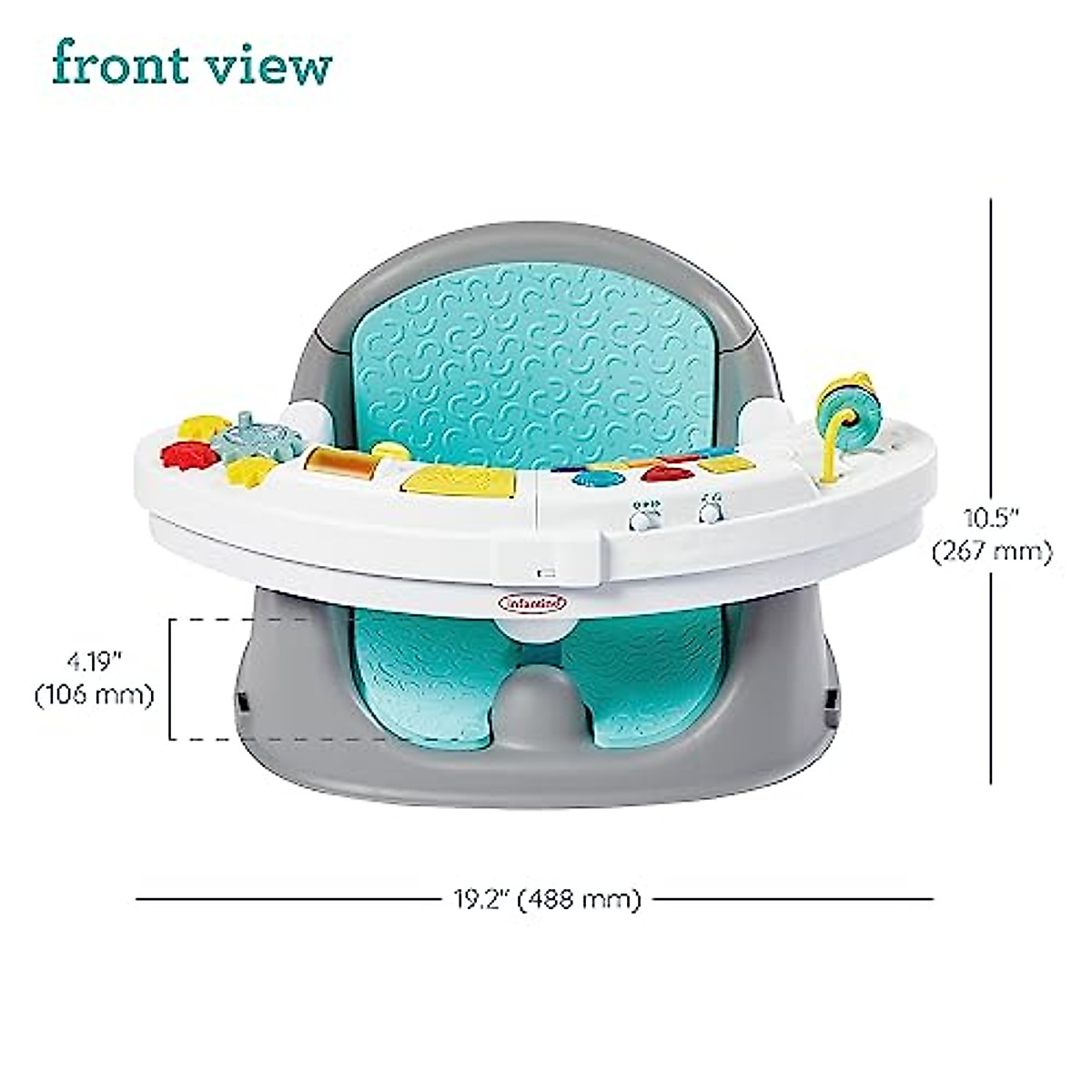 Infantino Music & Lights 3-in-1 Discovery Seat and Booster - Convertible, Infant Activity and Feeding Seat with Electronic Piano for Sensory Exploration, for Babies and Toddlers, Teal
