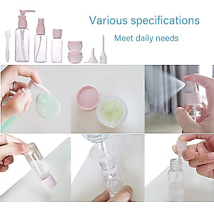 LIYUABU 8 Pcs Travel Bottles Set,Travel Bottles & Containers,Refillable Small Mini Empty Plastic Pump/Spray/Squeeze Bottles for Cosmetic and Travel Toiletries with Storage Bag