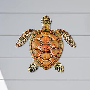 Bobbird Metal Sea Turtle Wall Decor, Sea Turtle Wall Art Decoration, Metal Wall Art, Aquarium Ocean Wall Decor for Home Bedroom Living Room Office (Orange)