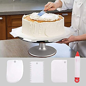 12.2” Rotating Cake Decorating Turntable for Cakes,Cake Turntable - 12'' Rotating Cake Decorating Stand with 2 Angled Icing Spatulas and 3 Comb Icing Smoother