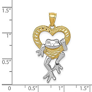 IceCarats 14K Yellow Gold Frog Heart Necklace Love Pendant Charm Only