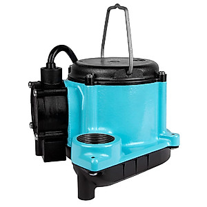 Little Giant 506160, 6-CIA-ML 115 Volt, 1/3 HP, 2760 GPH Cast Iron Replacement Compact Submersible Sump Pump for Under Sink and Laundry Tray Systems with Integral Low Level Diaphragm Switch, Blue