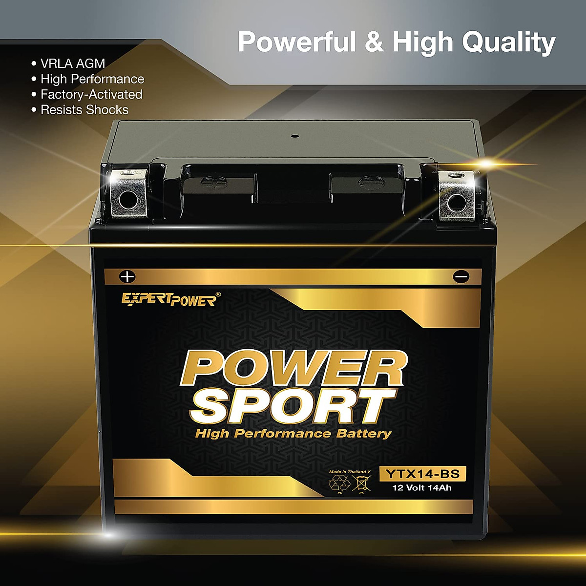 ExpertPower ETX14-BS 12v14Ah YTX14-BS replacement (12V 14Ah Sealed) Maintenance Free Battery