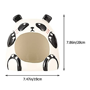 VILLCASE Small Animal Ceramic Critter Bath Hamster Hideout Pet House Panda Shape Hamster Hut Cave Summer Cool Chinchilla Nest Pet Habitat Cage for Dwarf Hamsters Gerbils