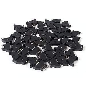 AEDIKO 50pcs CR2032 Vertical Button Cell Battery Sockets 3 Pin Holder Case Plastic Shell Type Black
