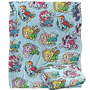 My Little Pony Blanket, MLP Pop Art Pattern Silky Touch Super Soft Throw Blanket 50" x 60"